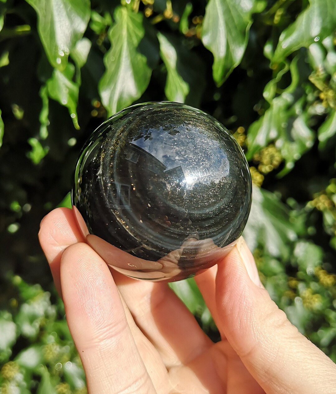 Silver Sheen Obsidian Sphere - High Quality Silver Obsidian Ball ...