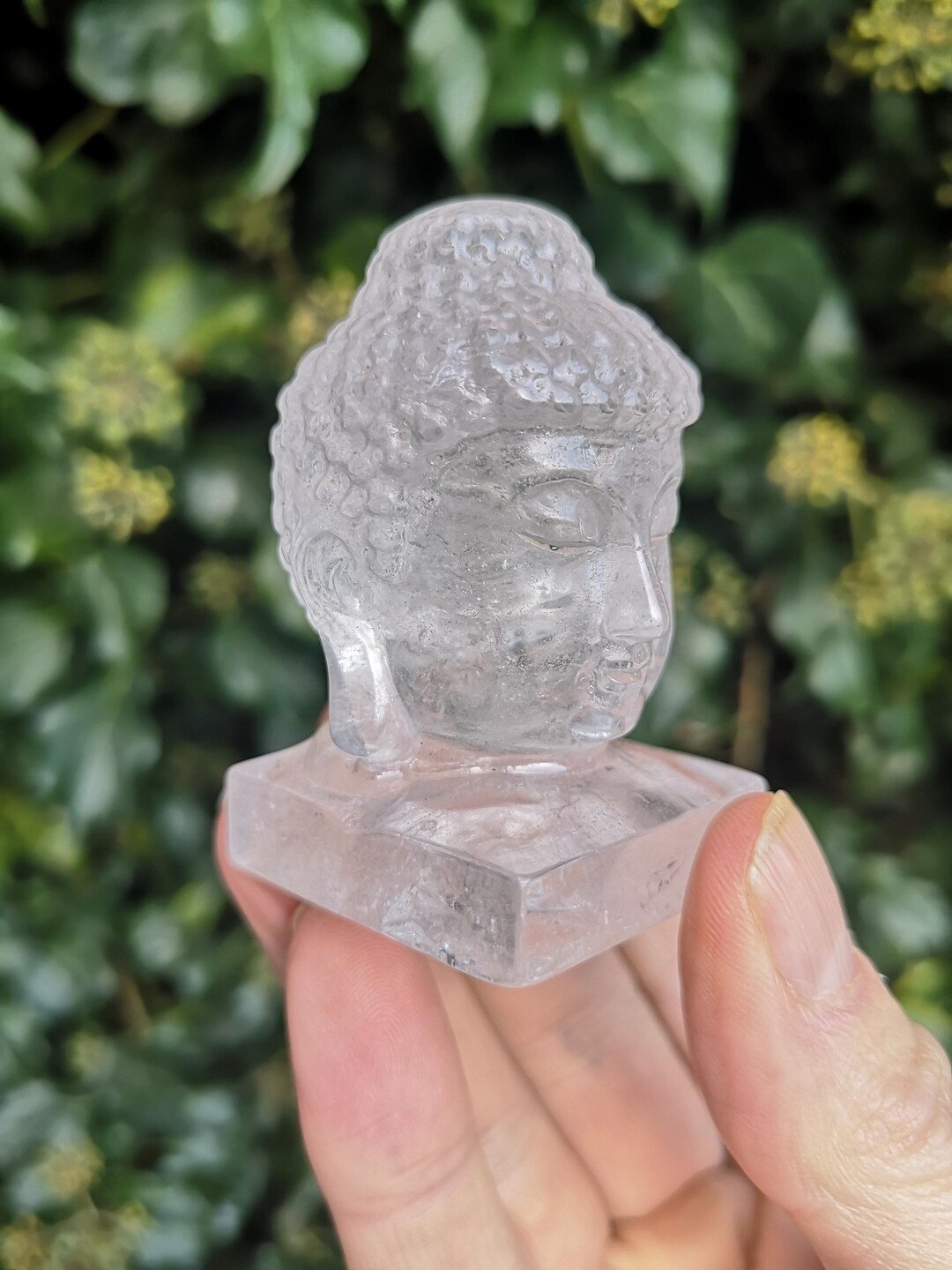 Large Clear Quartz Crystal Buddha Head - Rock Quartz Buddha Carving ...