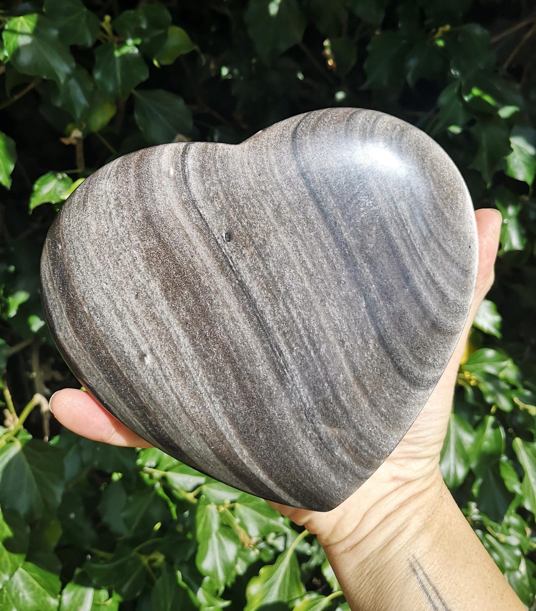 Large Silver Sheen Obsidian Heart High Quality Silver Obsidian Heart ...