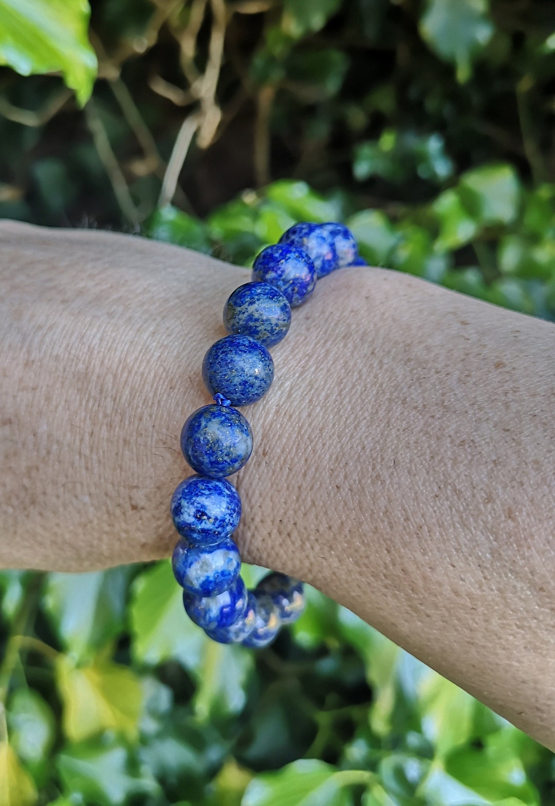 Lapis Lazuli Bead Bracelet - Lapis Lazuli Crystal Bead 10mm Bracelet ...