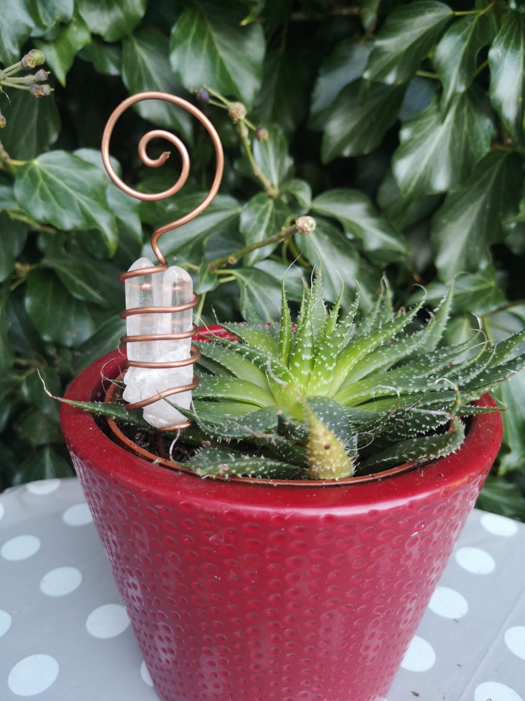 2 Clear Quartz Double Point Copper Plant Stake - Clear Quartz 2 Point ...