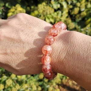 Fire Quartz Bracelet Hematoid Quartz Crystal Large 12mm Bead Bracelet ...