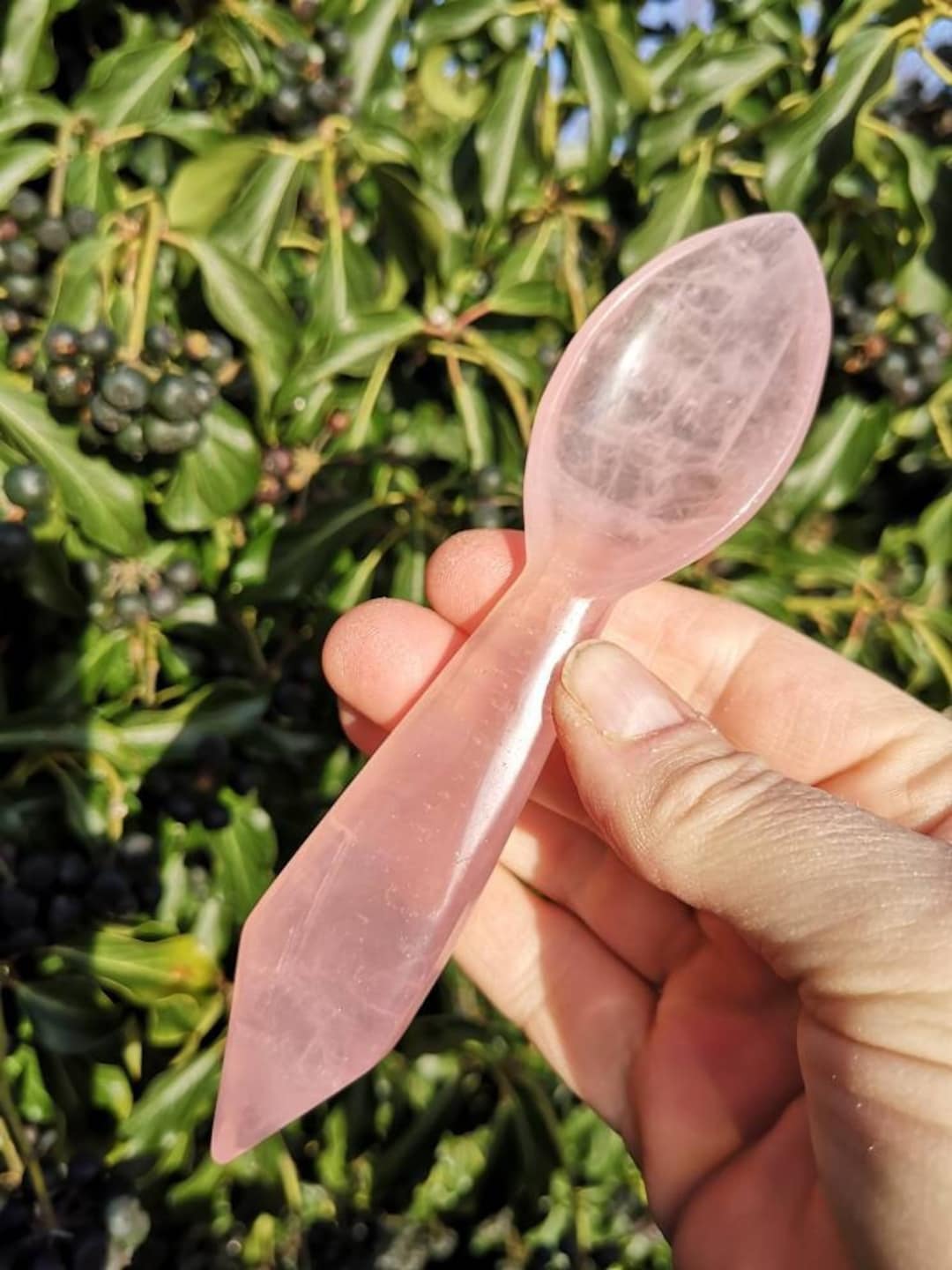 Rose Quartz Spoon Solid Crystal Rose Wiccan Spoon 140mm Rose Quartz ...