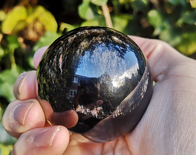 Large Silver Sheen Obsidian Sphere 84mm - High Quality XL Silver ...