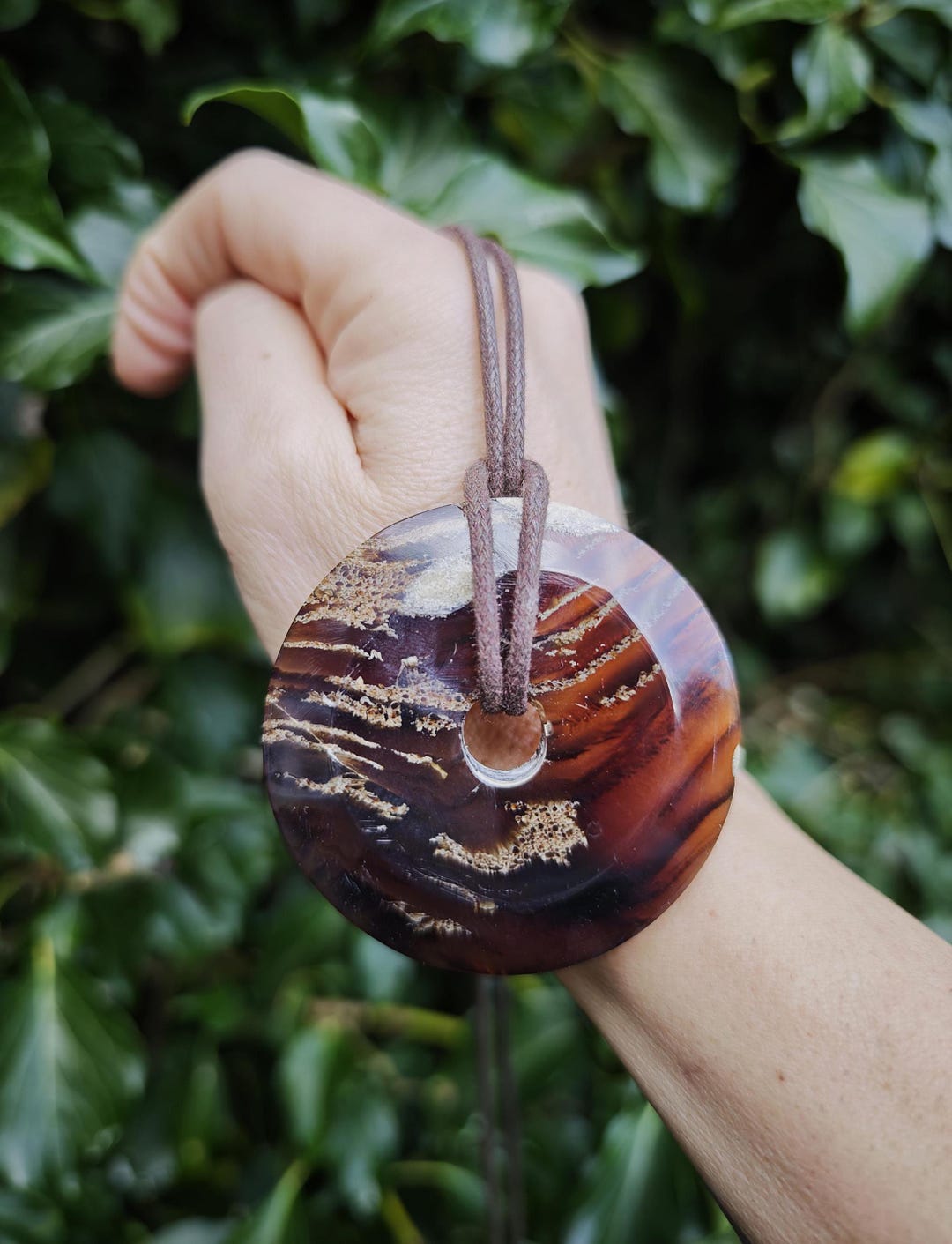 Sumatran Amber Necklace - 61mm Solid Large Amber Donut Necklace - Large ...