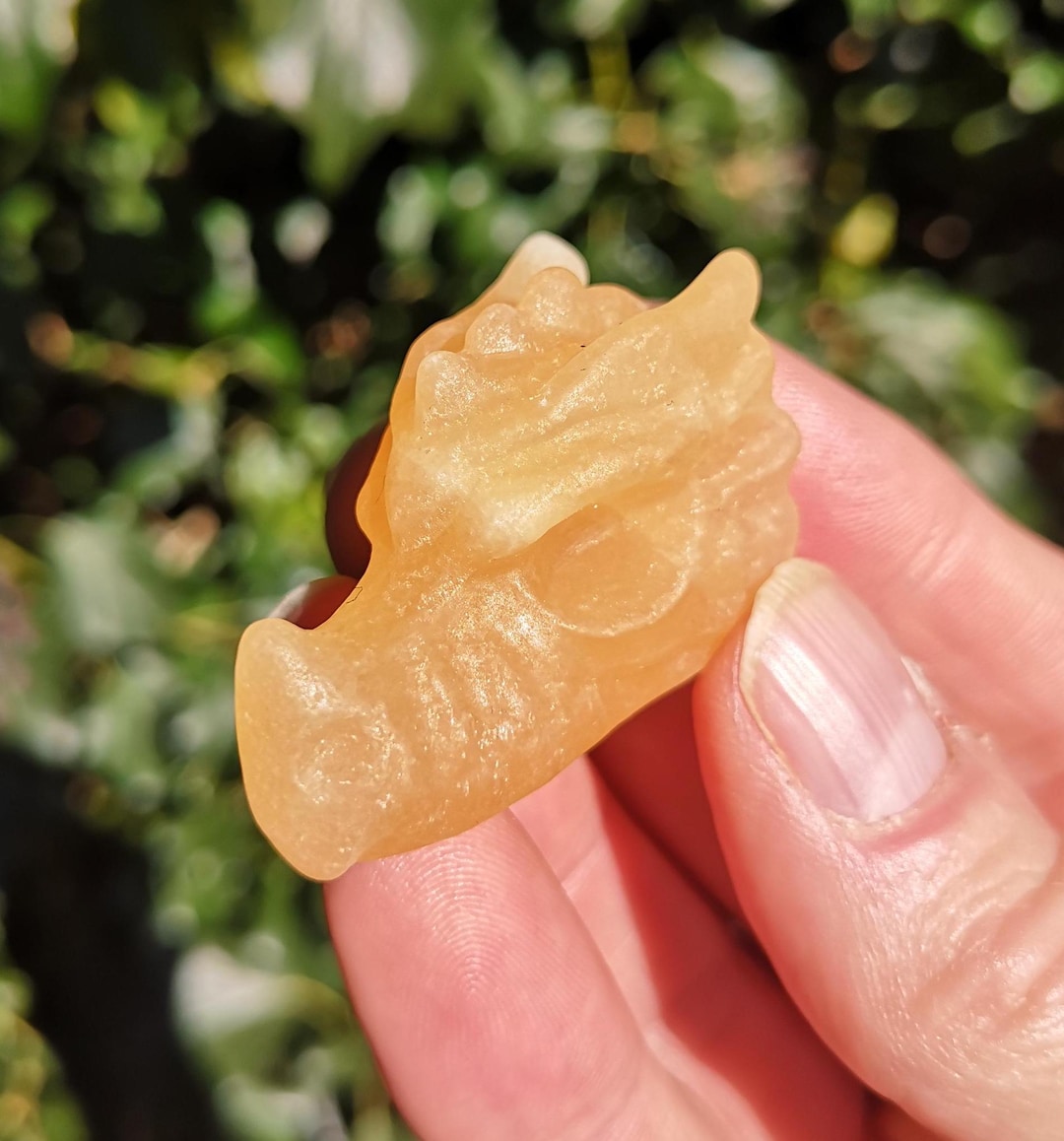 Orange Calcite Dragons Head 26g - Yellow Calcite Carved Dragon 1.5 Inch ...