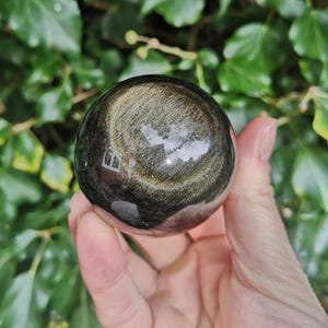Flashy Gold Sheen Obsidian Sphere 212g - High Quality Golden Obsidian ...