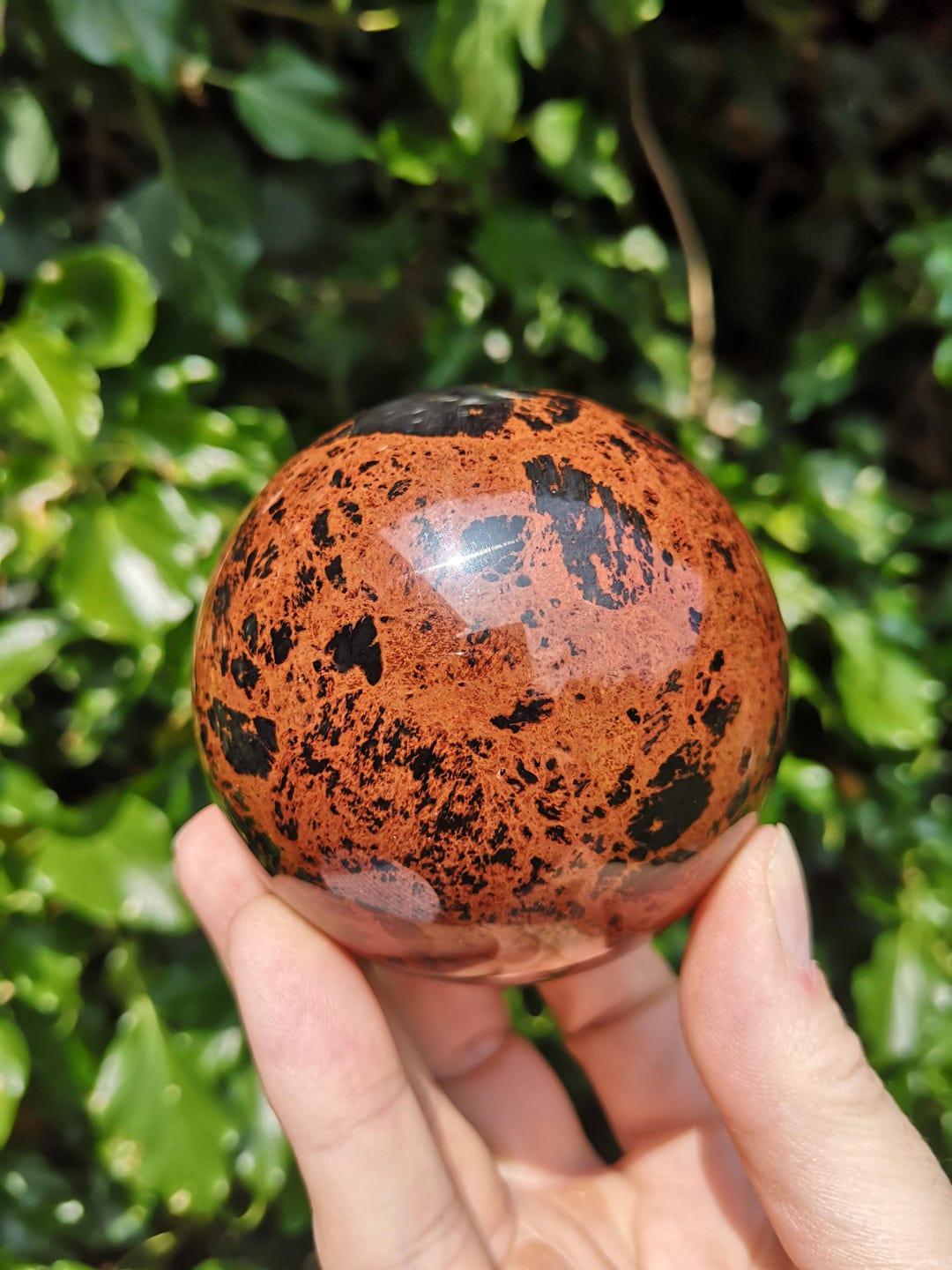Mahogany Obsidian Sphere 75mm -red Obsidian Gemstone Large Sphere 522g ...