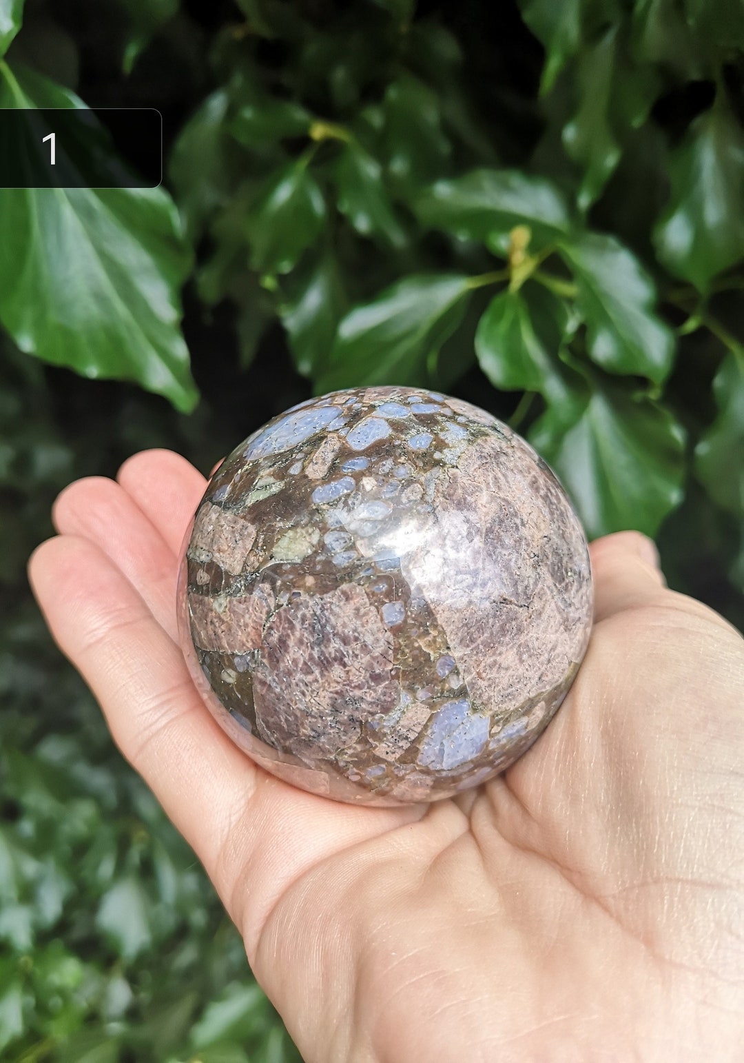 Que Sera Sphere Llanite Crystal Sphere 65 & 59mm Glaucophane Crystal ...