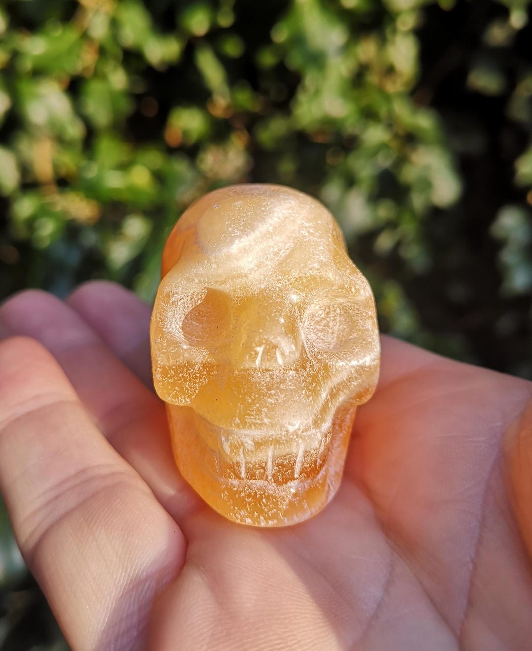 Orange Calcite Crystal Skull - 2 Inch Banded Calcite Skull Carving ...