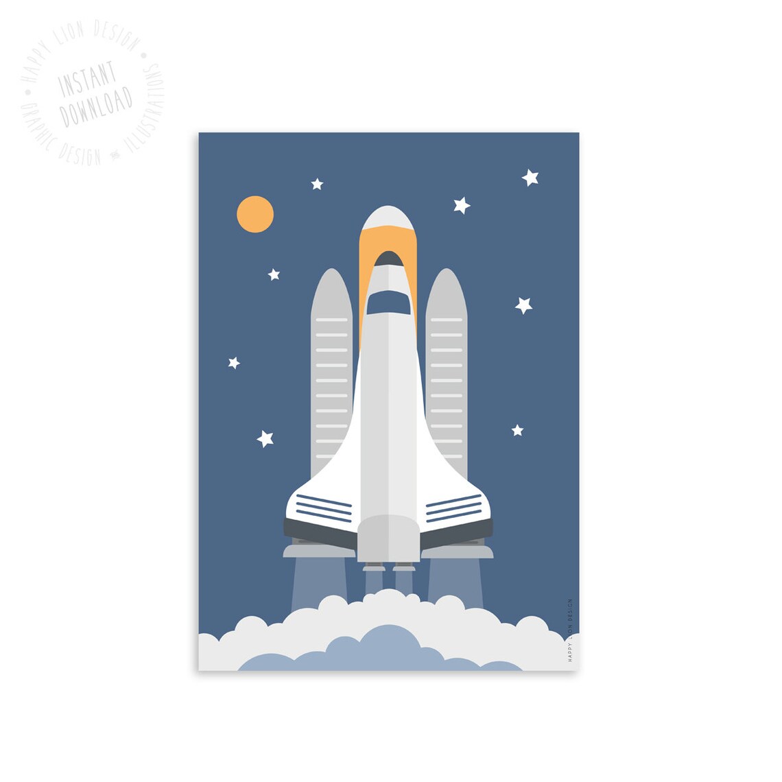 Set of 4 Space Rocket Prints for Nursery Space Decor - Etsy