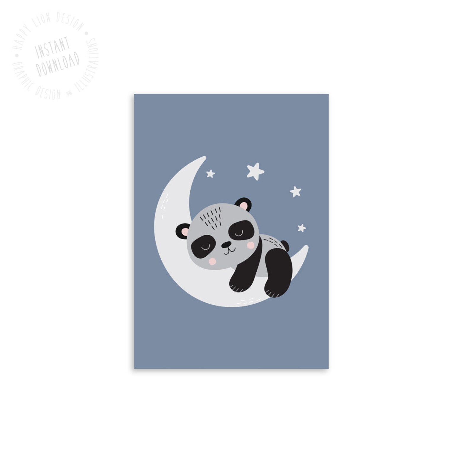 Blue Panda Poster, Printable Nursery Wall Art - Etsy