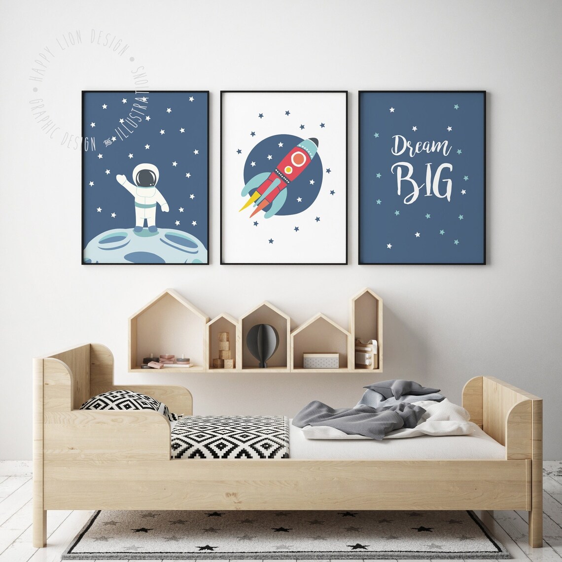 Set of 3 Space Rocket Prints for Nursery Space Decor - Etsy UK