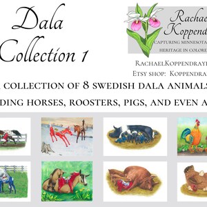 Swedish Dala Animal Note Cards, Collection One - Etsy