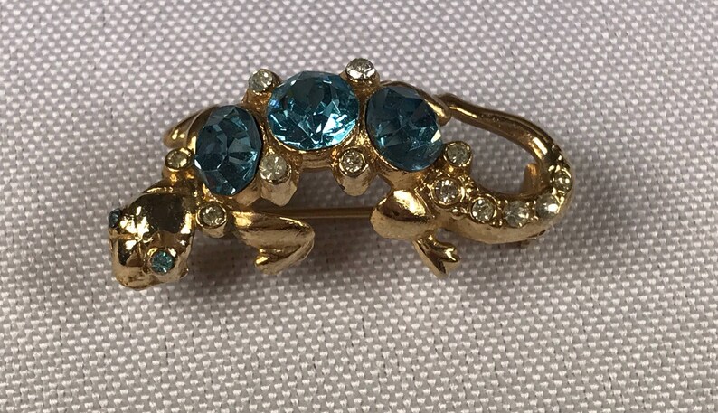 VINTAGE JEWELRY, RHINESTONE Lizard Pin, Boucher Style, Costume Jewelry ...
