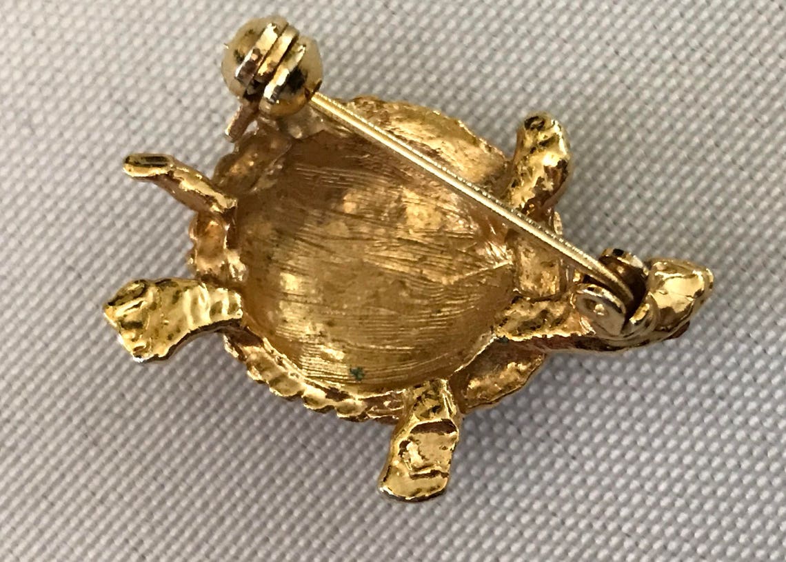 TURTLES BROOCH Vintage With Rhinestones and Enamel Unsigned | Etsy