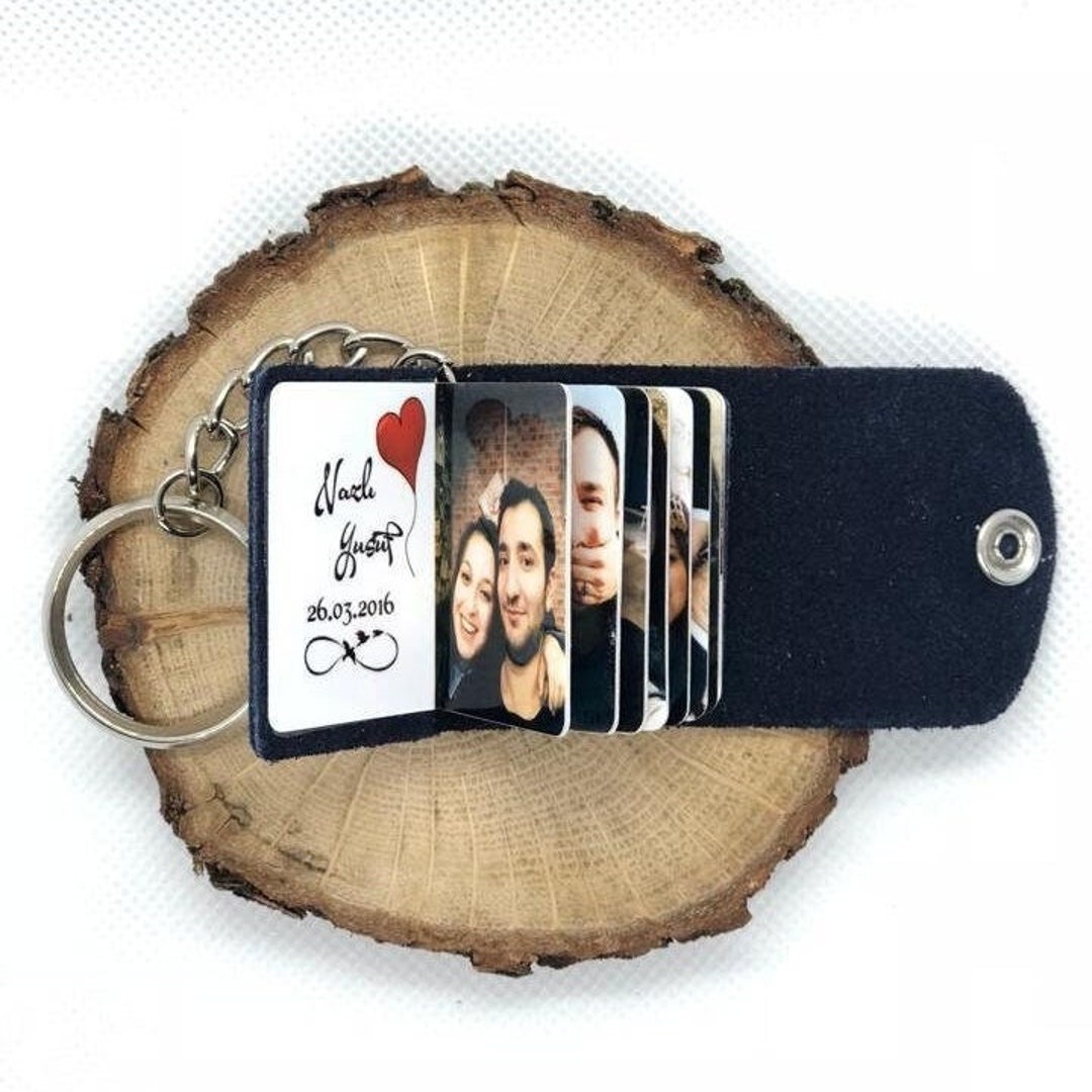 Photo Keychain in Leather Case - Cute Mini Photo Album, Leather ...