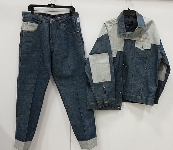 PHAT FARM Street Suit Baggy Denim Suit Jacket Jeans Shiny - Etsy