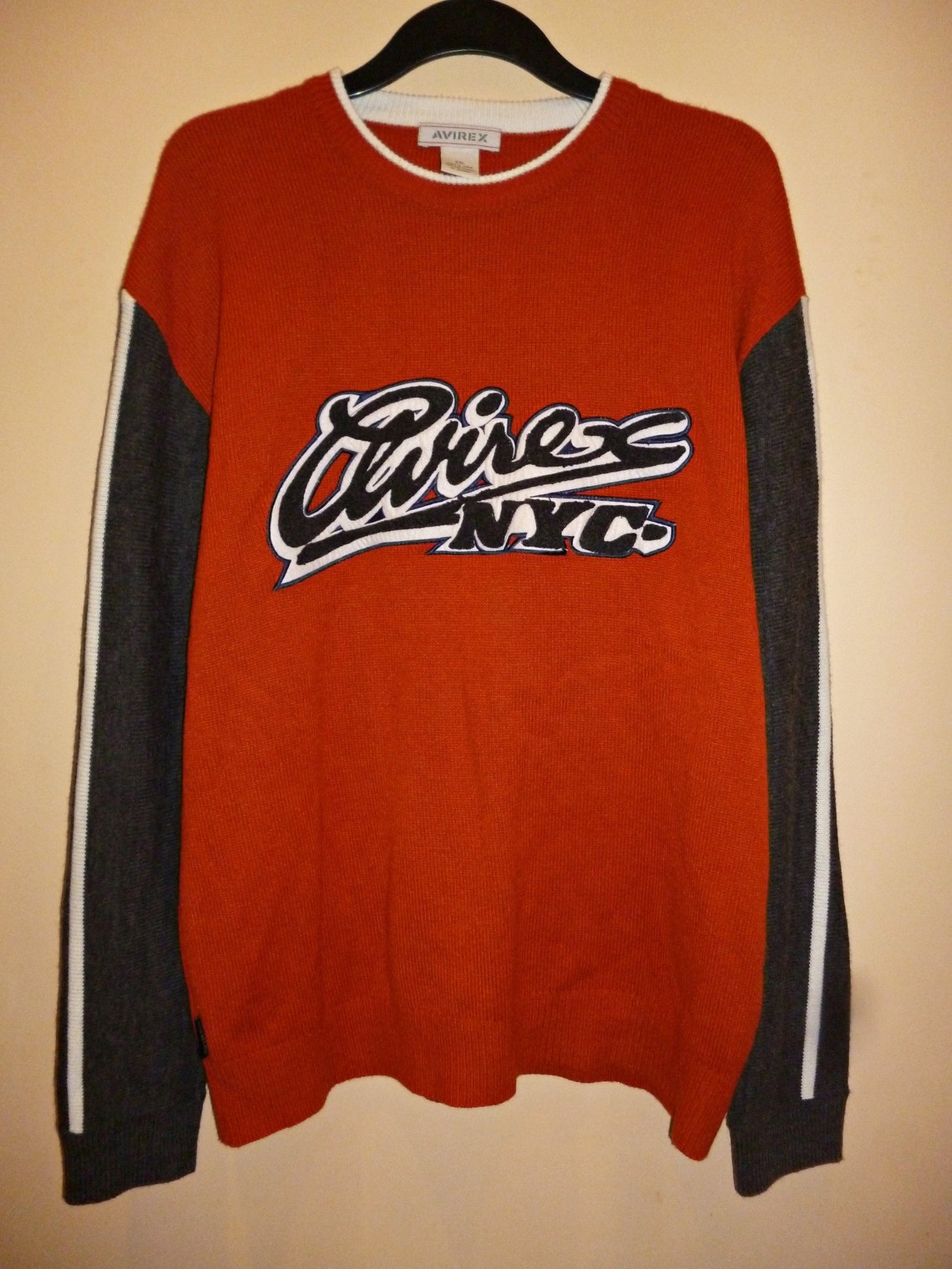 AVIREX Sweater Red Vintage Sweatshirt 90s Hip Hop Clothing | Etsy