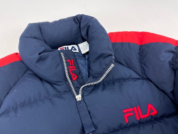 FILA jacket, blue, vintage puffer jacket, duck down, … - Gem