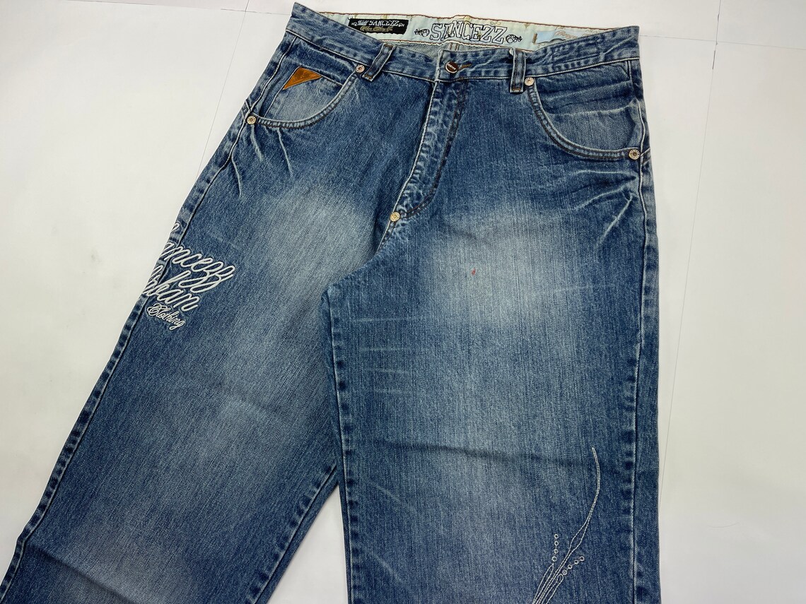 Jeans Sancezz pantalones de hip hop azules vintage ropa de - Etsy España