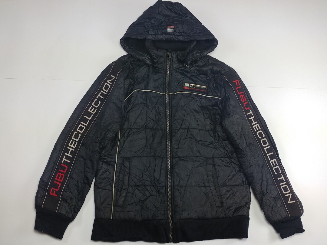 FUBU Jacket Black Shiny Black Vintage College Jacket - Etsy