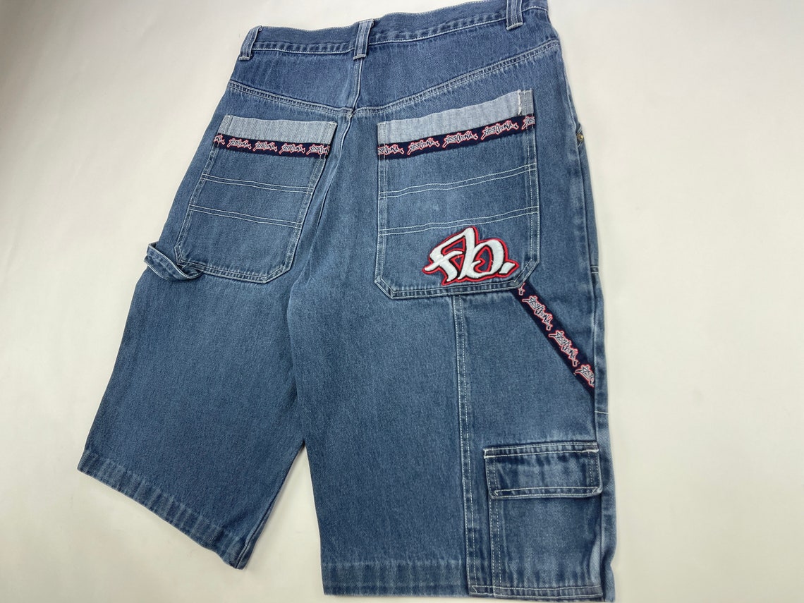 Fishbone Shorts Blue Vintage Jeans 90s Hip Hop Clothing - Etsy