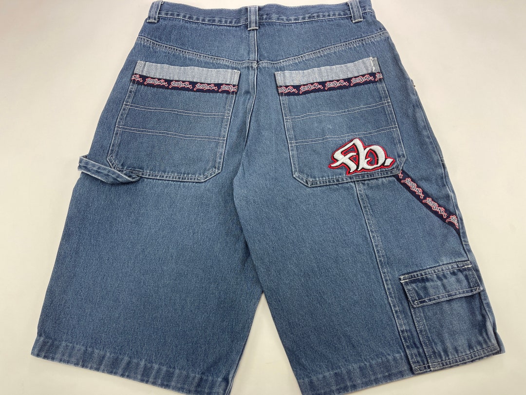 Fishbone Shorts Blue Vintage Jeans 90s Hip Hop Clothing - Etsy