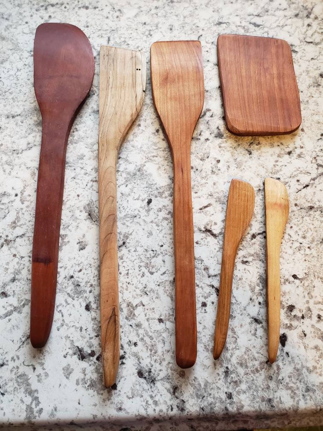 Handmade Wooden Spoons Spatula Scraper Wooden Utensils Set of 6 - Etsy