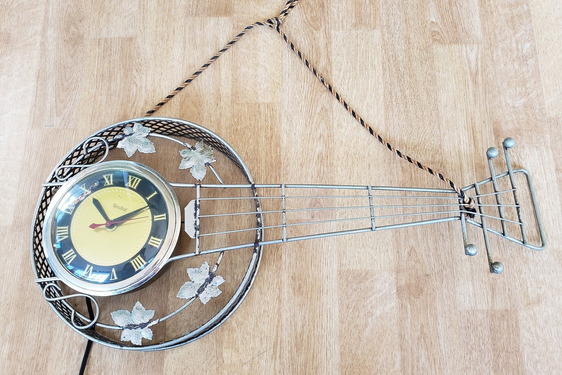 Banjo wall clock mid century working clock wall decor 23 | Etsy