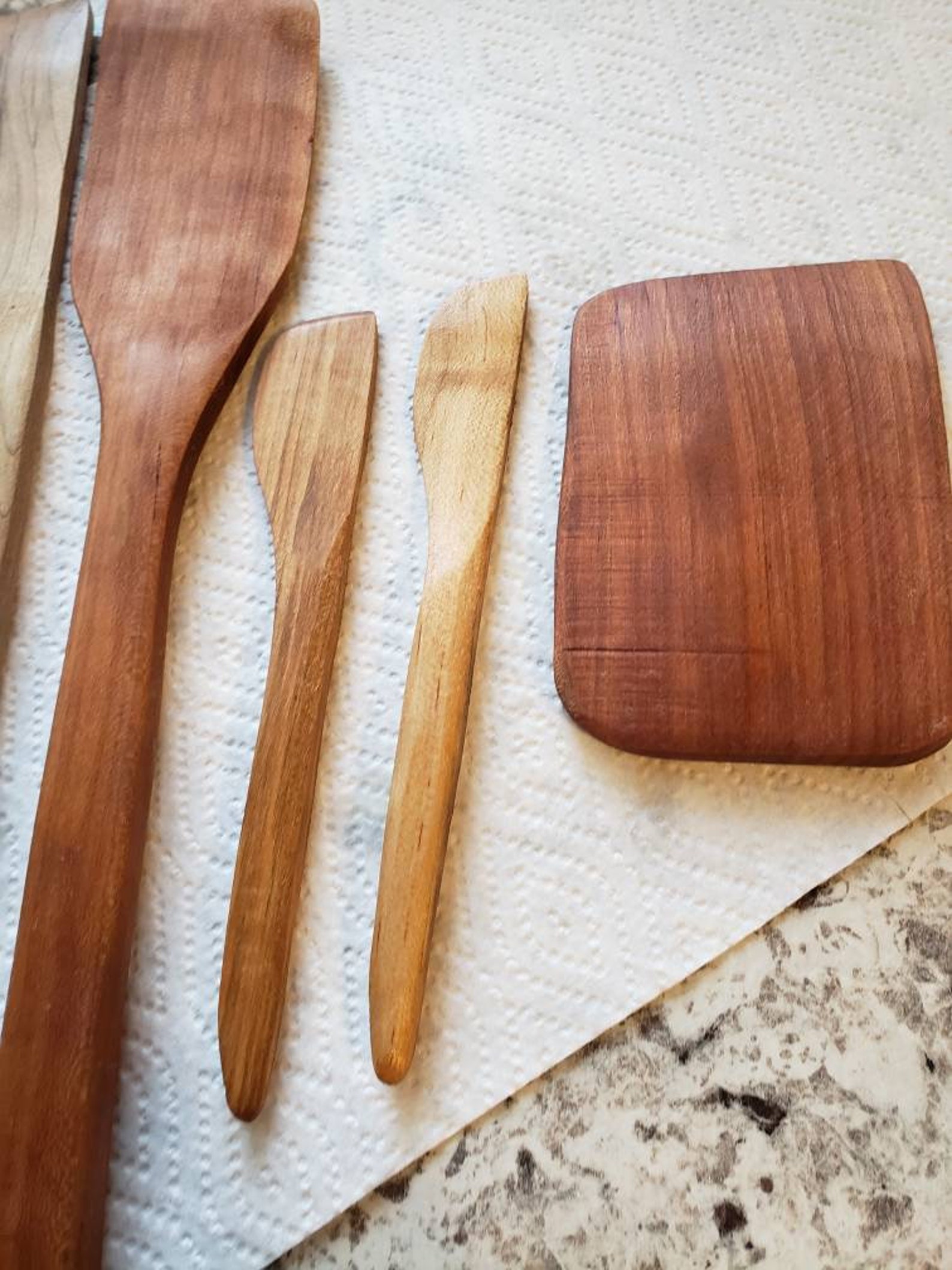 Handmade Wooden Spoons Spatula Scraper Wooden Utensils Set of | Etsy