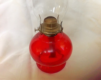 Red Hurricane Lamp - Etsy