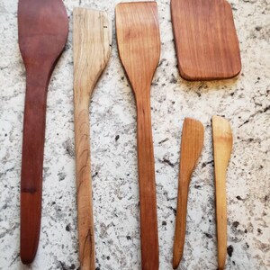 Handmade Wooden Spoons Spatula Scraper Wooden Utensils Set of 6 - Etsy