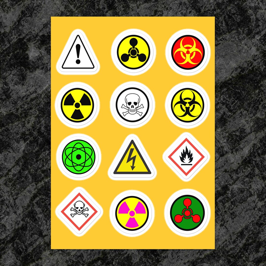 Hazard Symbol Sticker Sheet - Etsy