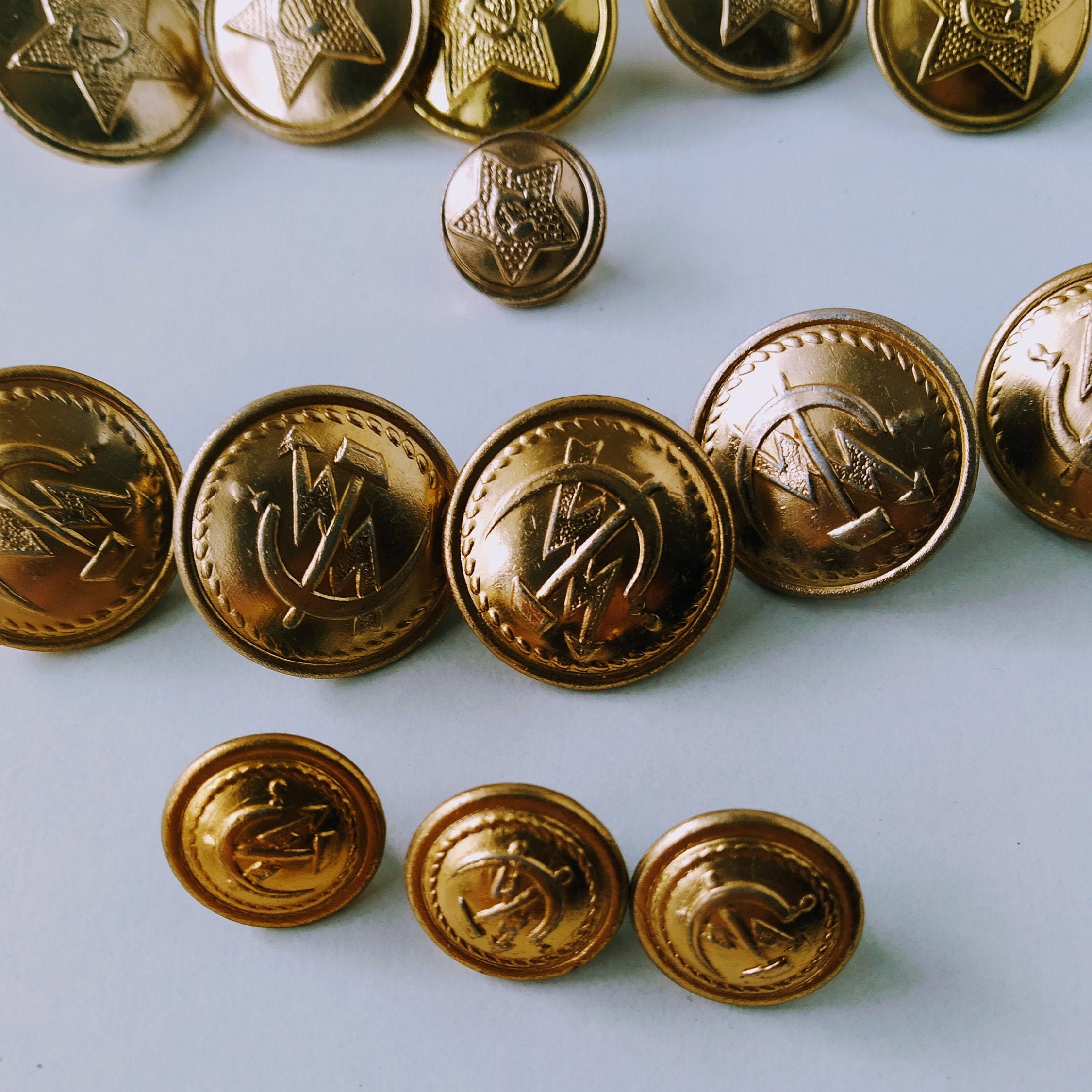 Set of the Soviet Army Buttons Vintage 26 Aluminum Gold Tones | Etsy