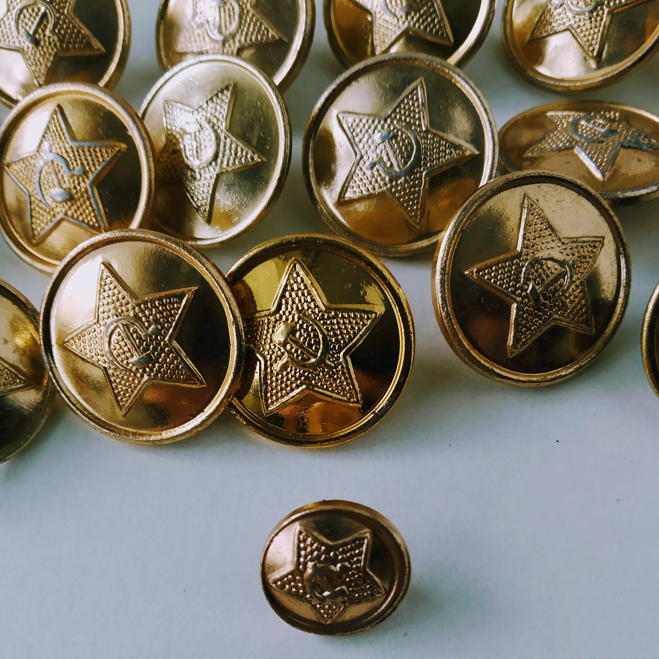 Set of the Soviet Army Buttons Vintage 26 Aluminum Gold Tones | Etsy