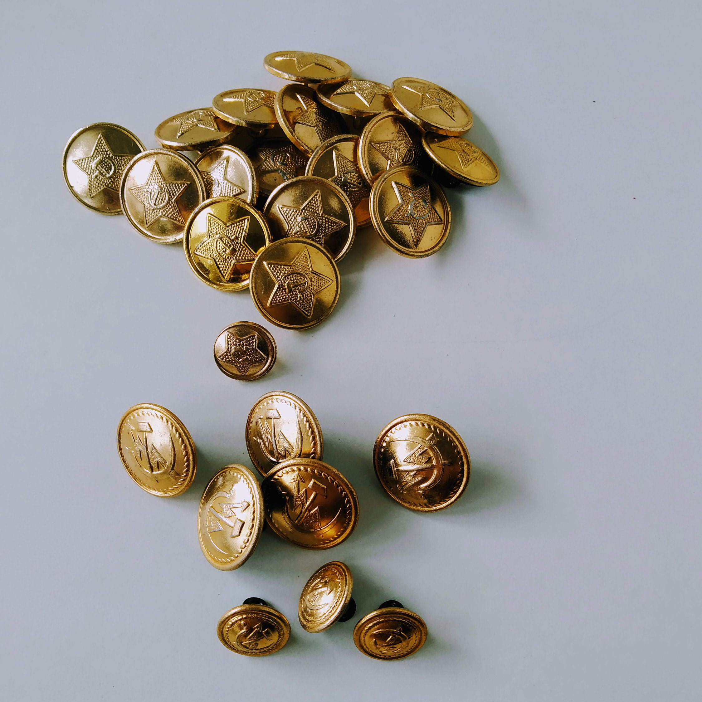 Set of the Soviet Army Buttons Vintage 26 Aluminum Gold Tones - Etsy