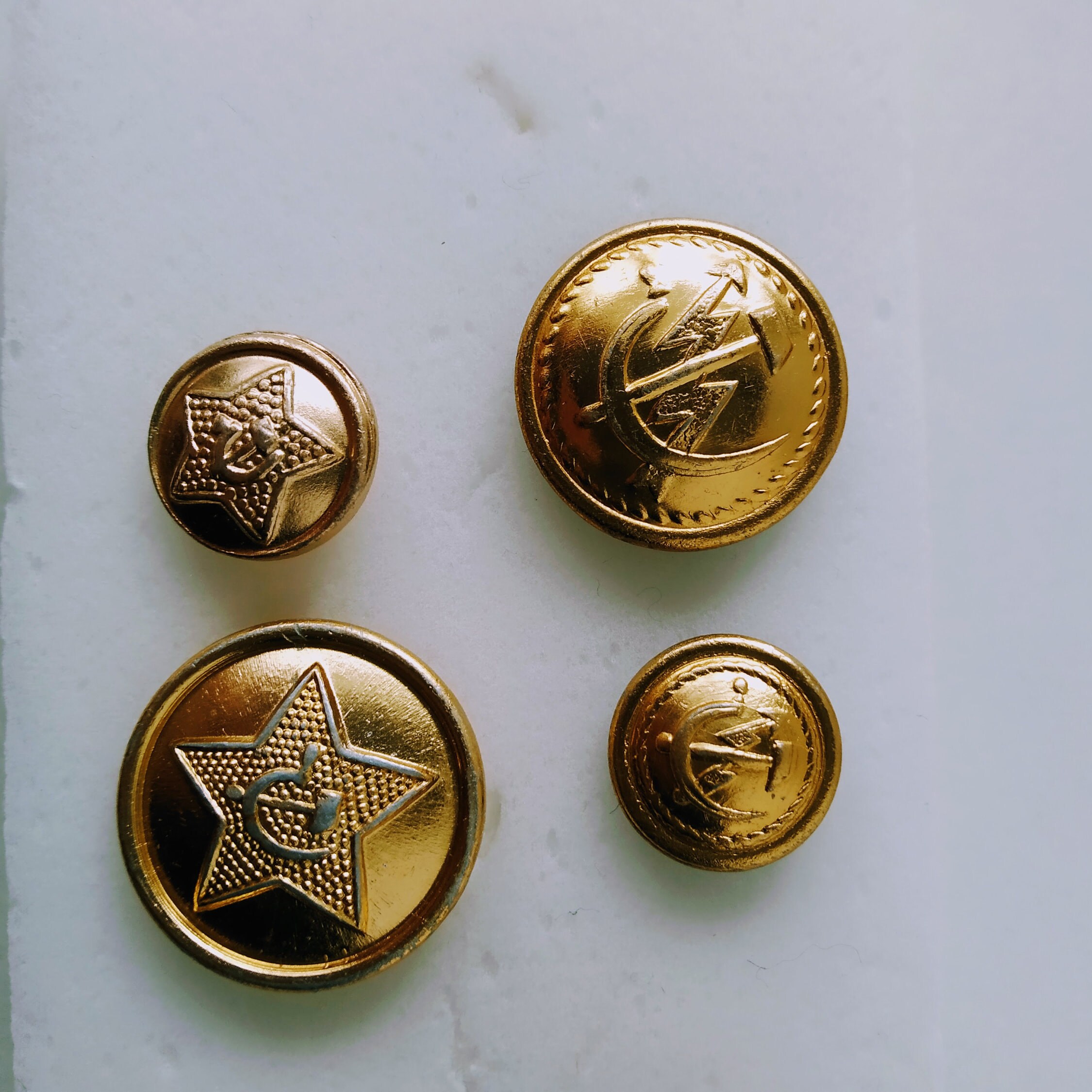 Set of the Soviet Army Buttons Vintage 26 Aluminum Gold Tones | Etsy