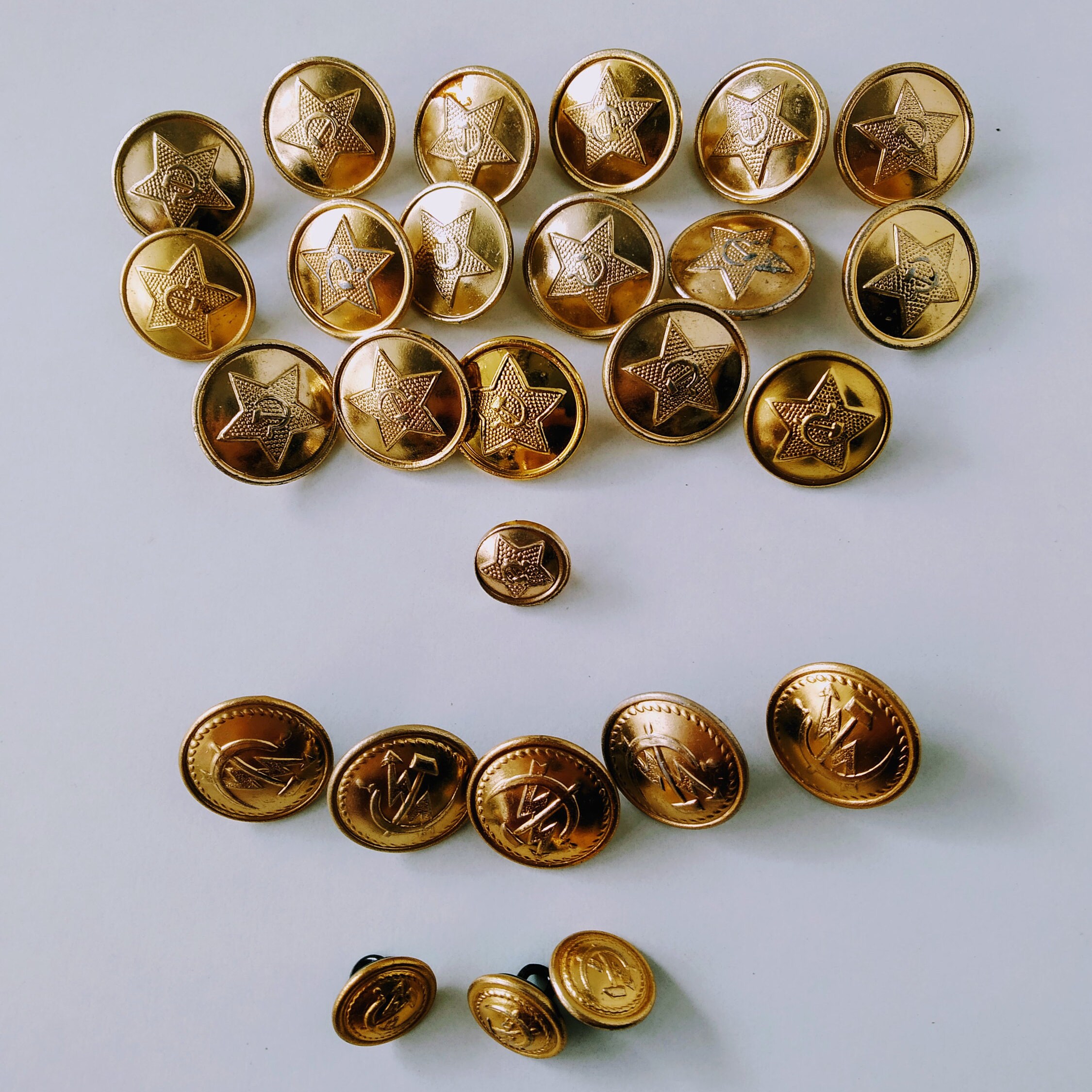 Set of the Soviet Army Buttons Vintage 26 Aluminum Gold Tones - Etsy