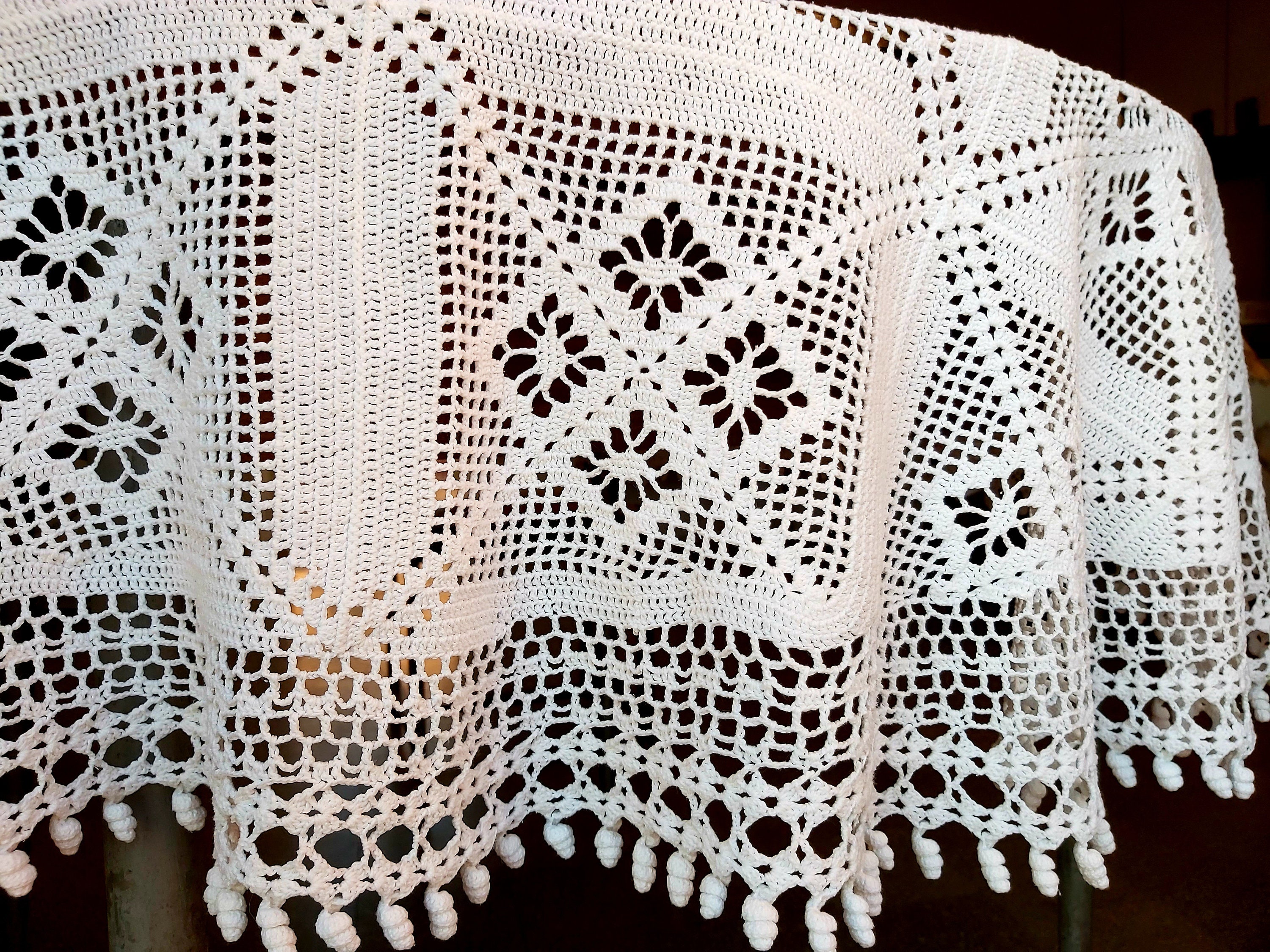 Handmade Vintage Crochet Table Clothvintage Italian - Etsy UK
