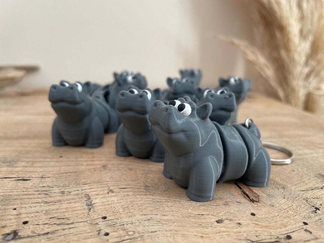 Articulated Hippopotamus Keychain 3D Printing Unique & Original Gift - Etsy