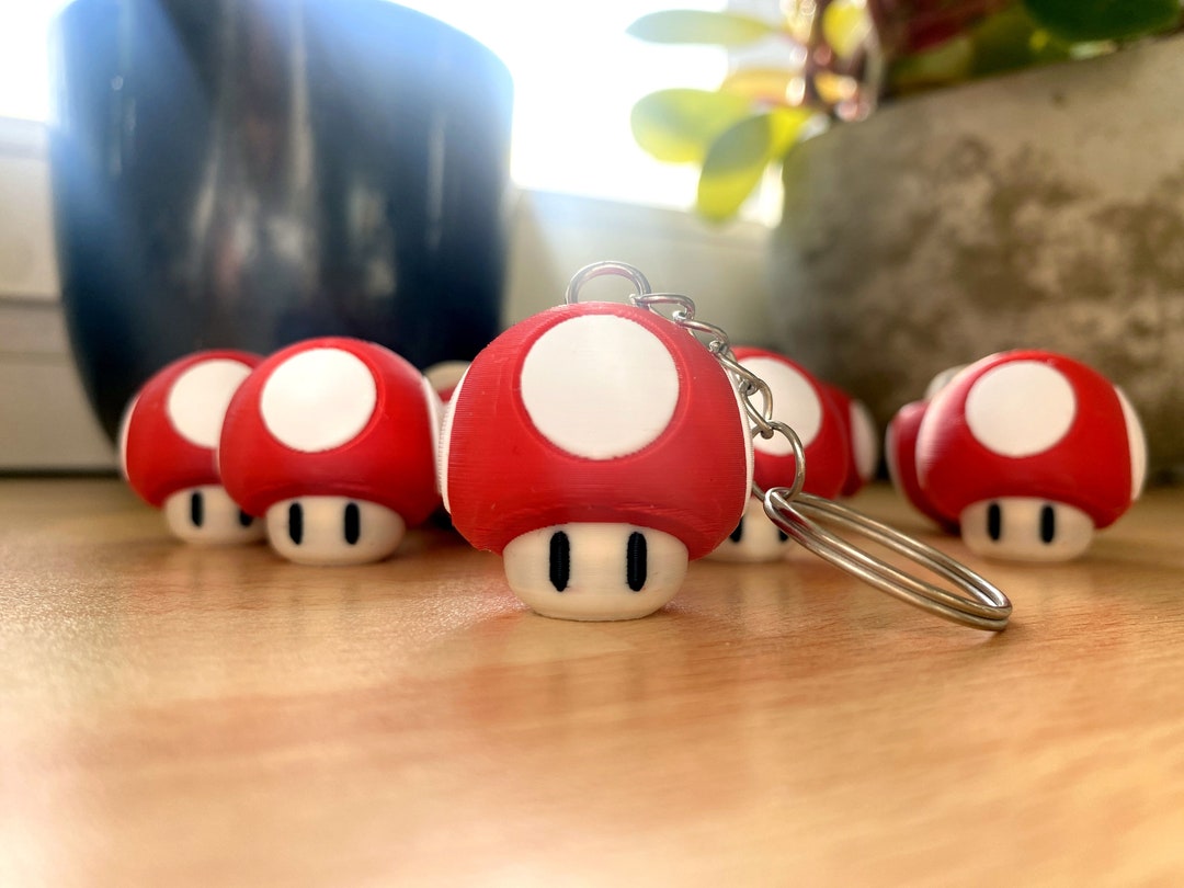3D Printed Super Mario Mushroom Keychain, Original Gift for Mario ...
