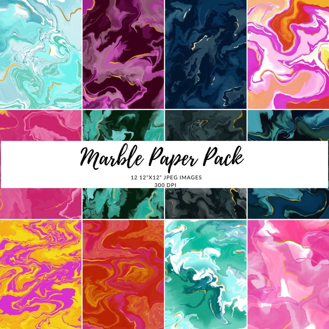 Digital Marble Ink Scrapbook Paper Junk Journal Abstract Purple/gold ...