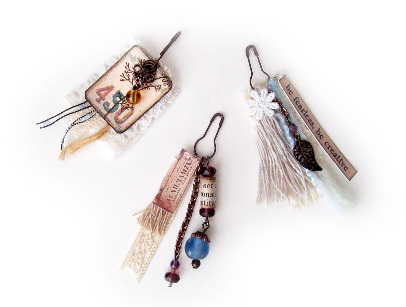 Junk Journal Charms | Handmade Paper Journal Embellishments | Boho ...