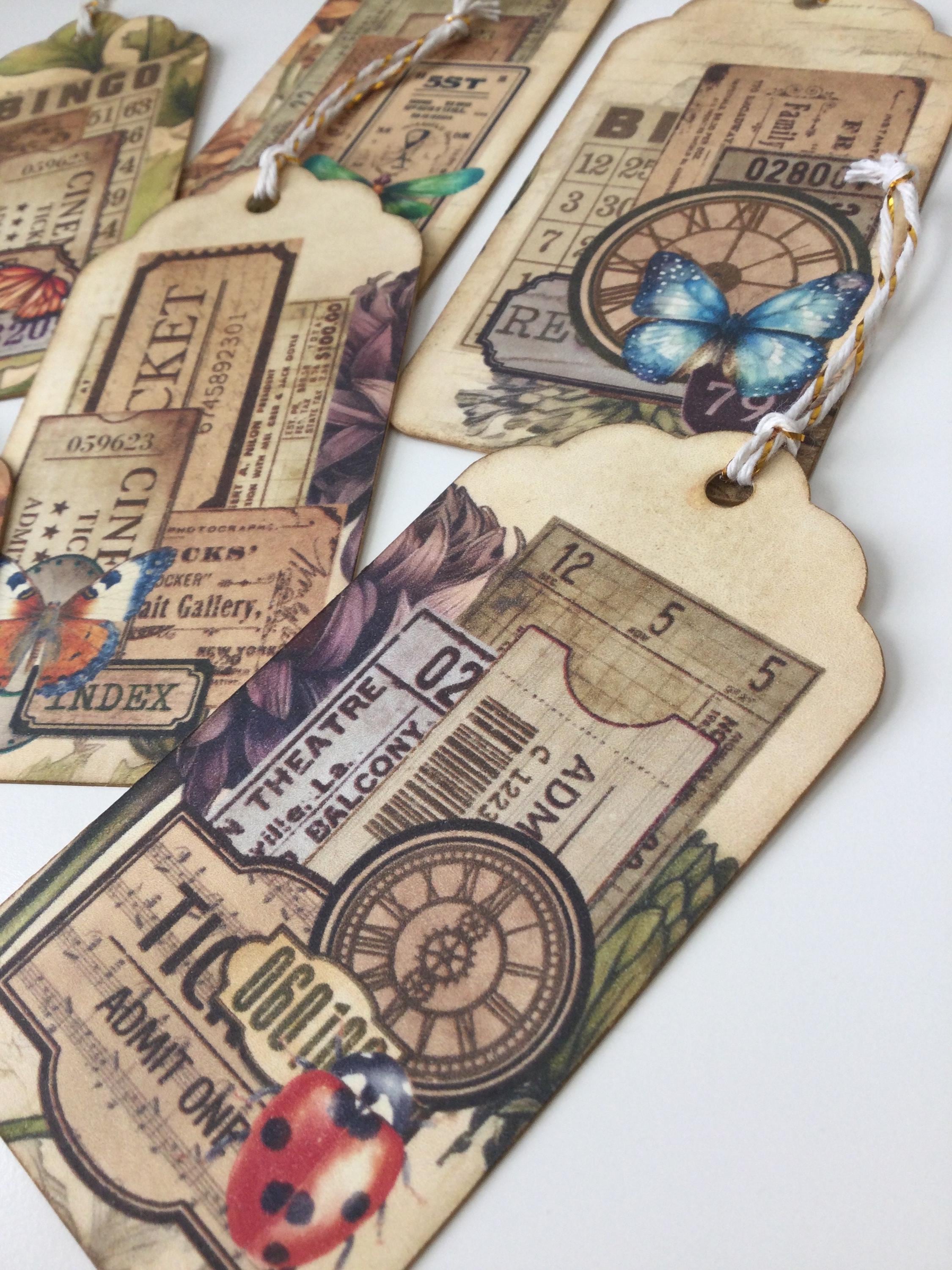 6 Junk Journal Tags, Junk Journal Embellishments, Printed Ephemera Tags ...