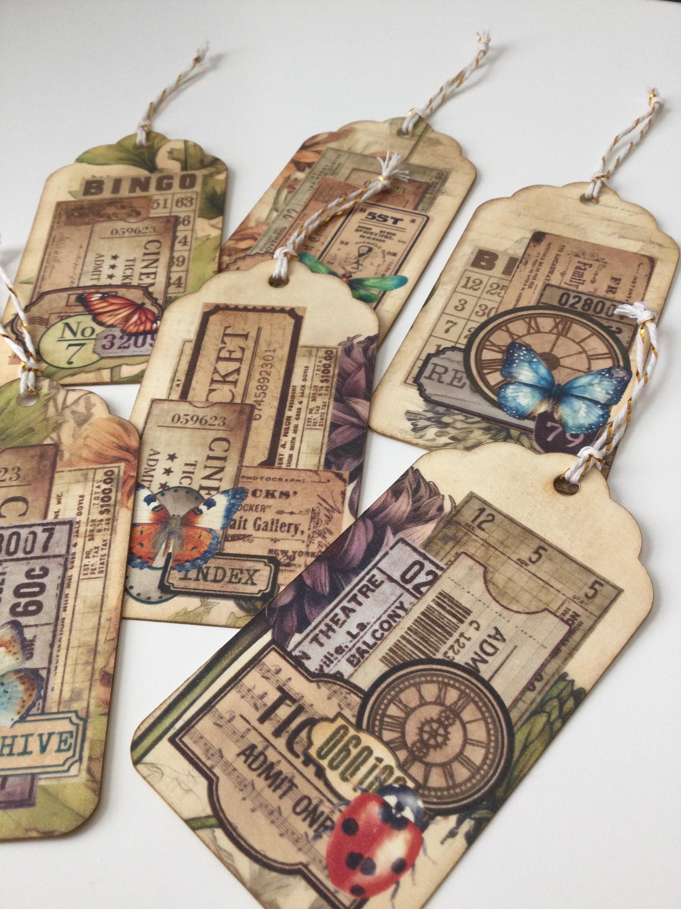 Printed Junk Journal Tags: Ephemera Embellishments, Set of 6 - Etsy
