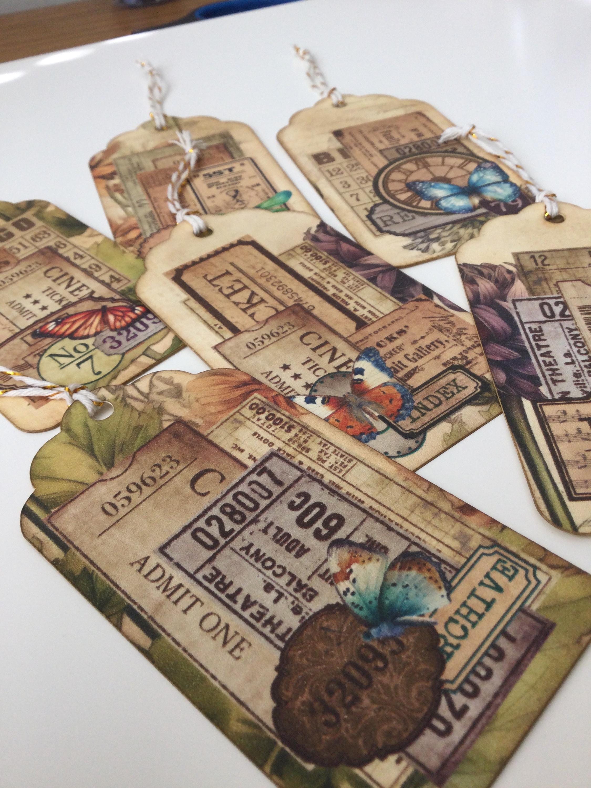 Printed Junk Journal Tags: Ephemera Embellishments, Set of 6 - Etsy
