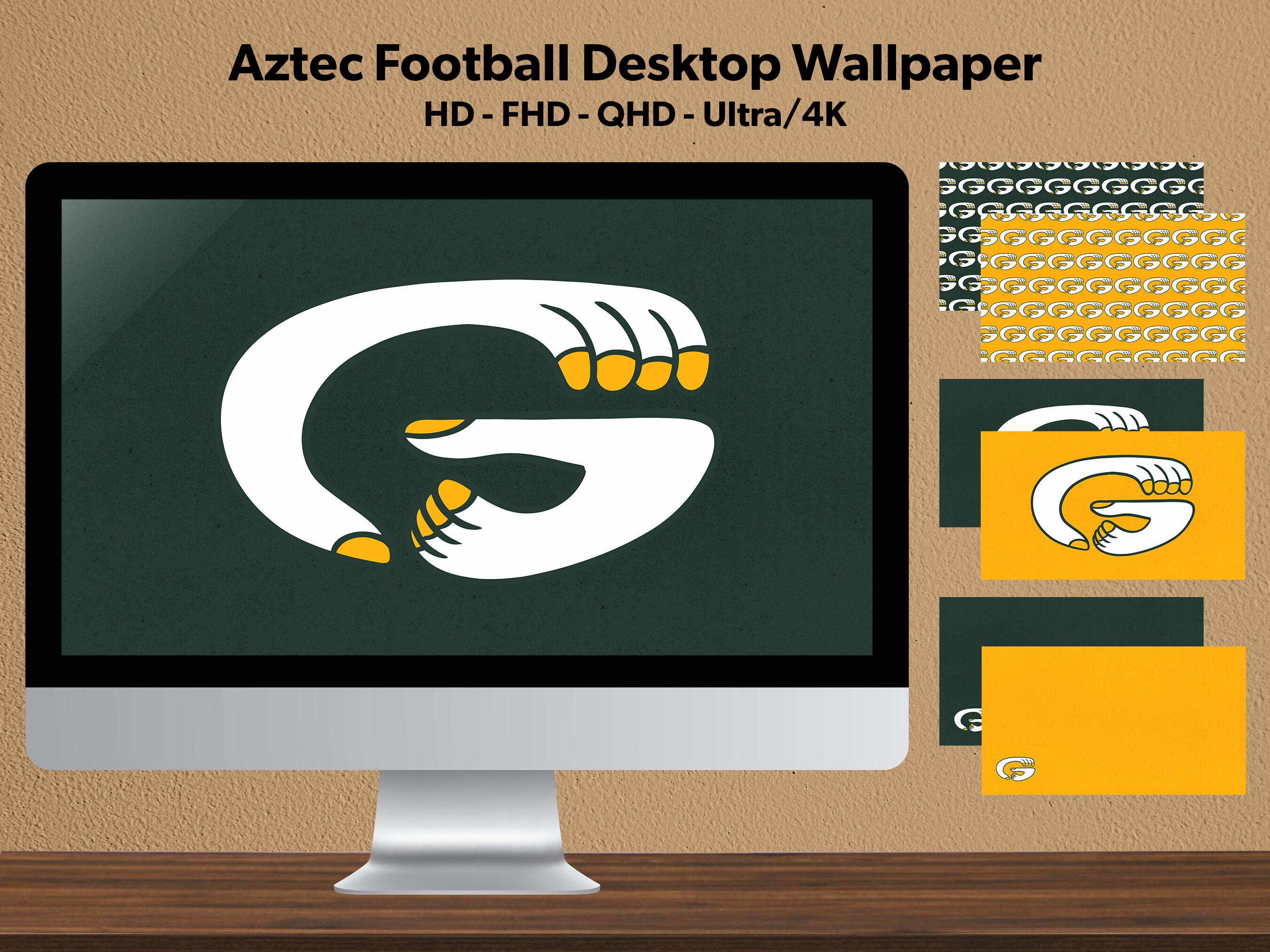 Green Bay Packers Aztec Digital Illustration Desktop Wallpaper Download Complete Set - Etsy