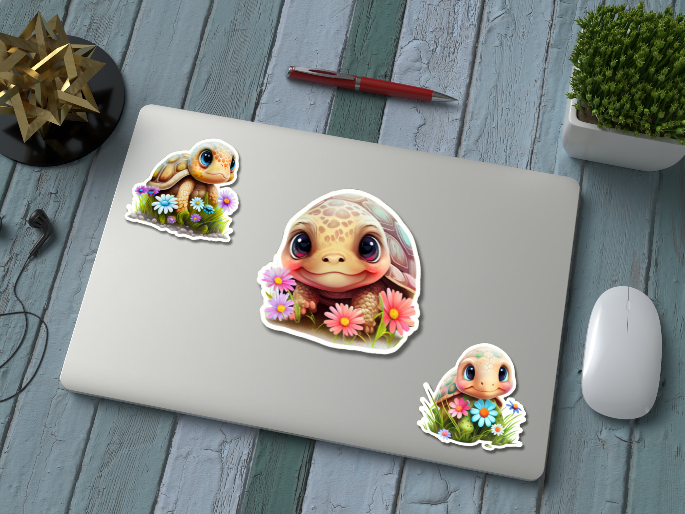 Kawaii Baby Turtle Stickers Die Cut Sticker Laptop Sticker Planner ...