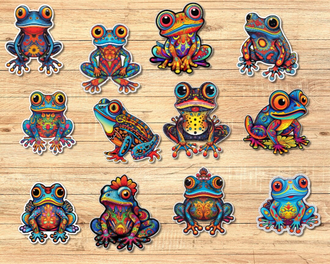 Set 12 Frog Sticker Set Vinyl Stickers Journal Laptop Sticker Planner ...